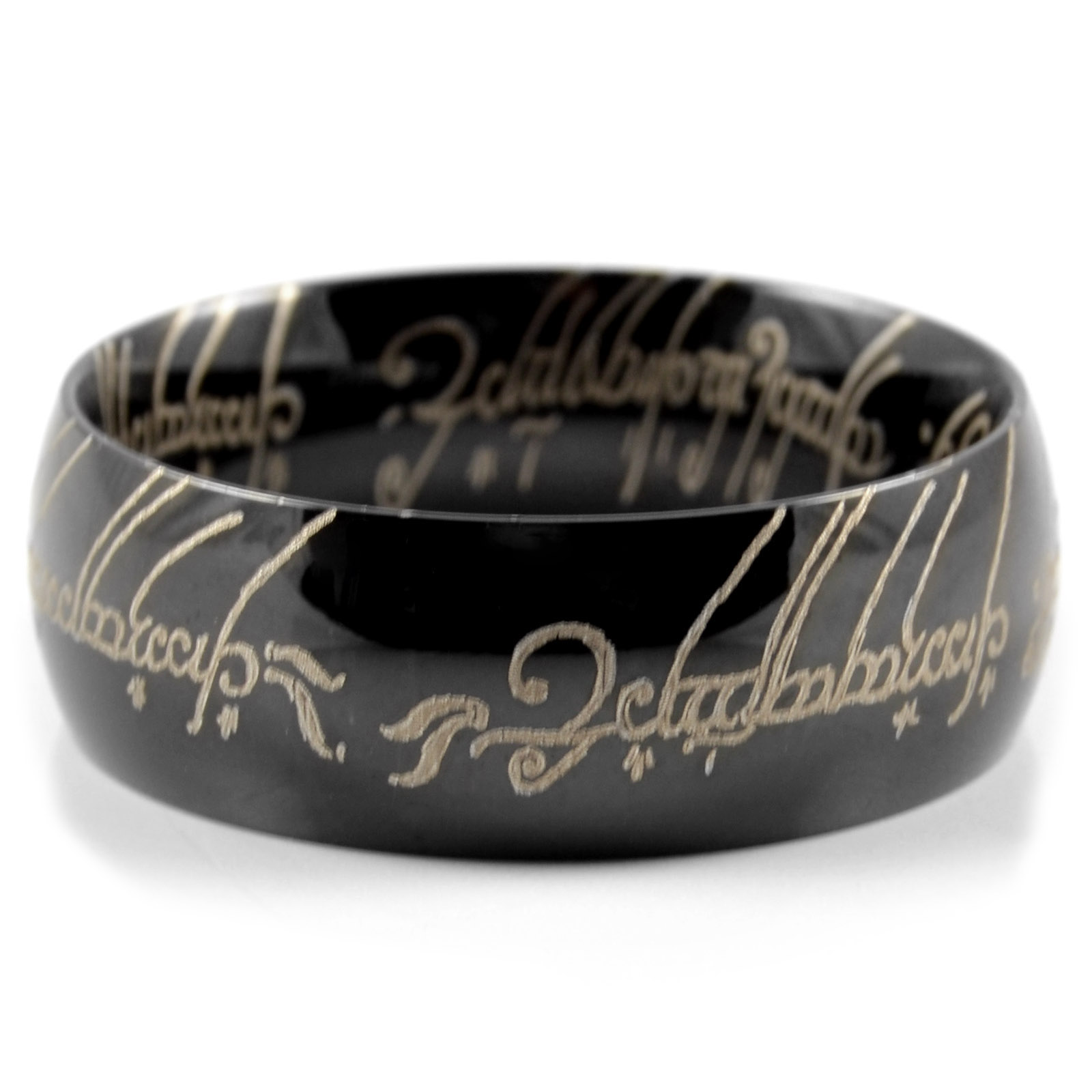 Sentio | Black Stainless Steel & Gold-Tone Elven Script Ring | In stock ...