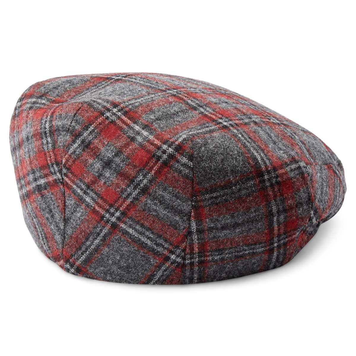 Fido | Camouflage Gray, Cherry Red, Black & White Plaid Flat Cap | In ...