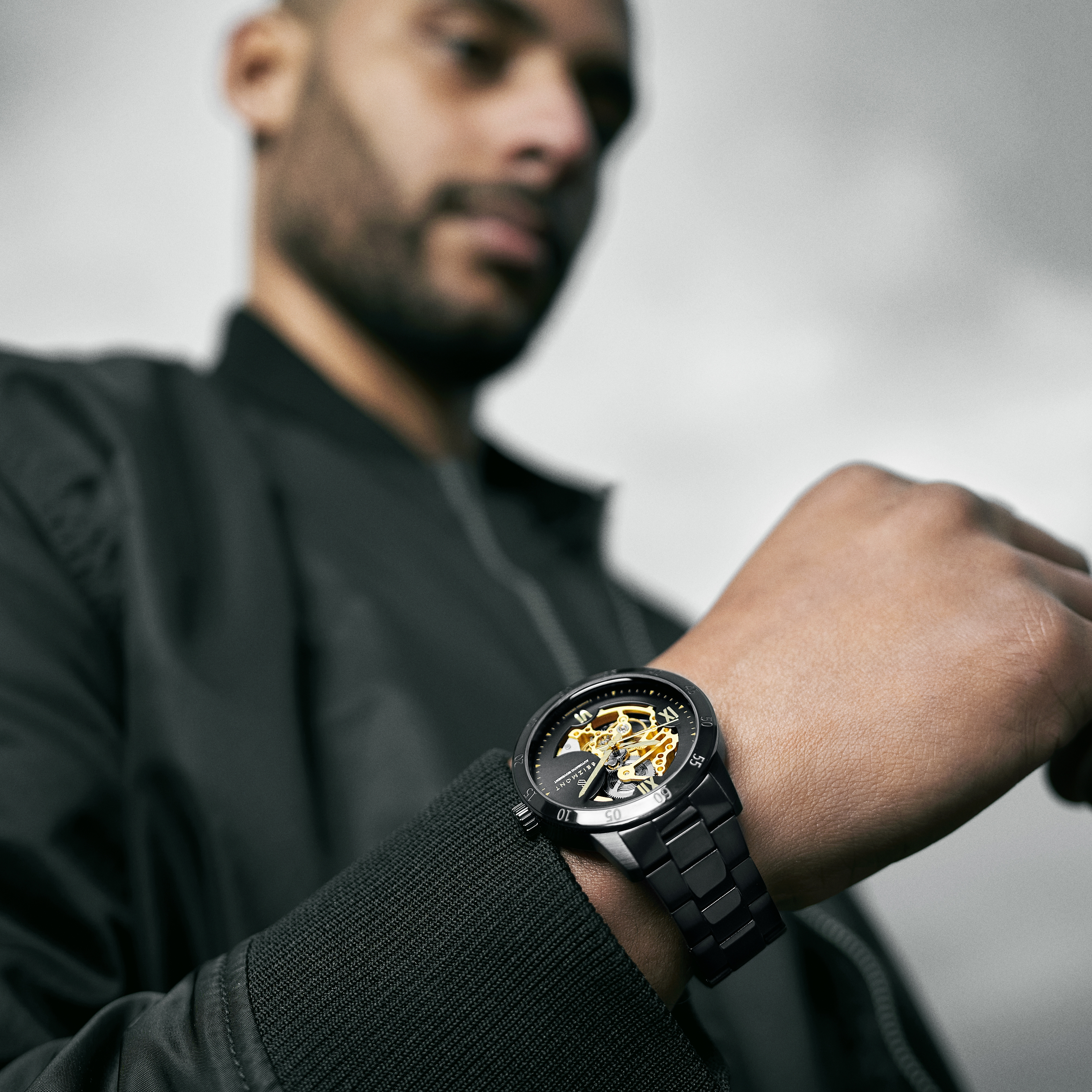 Dante II | Black Skeleton Watch with Gold-tone Movement | In stock ...