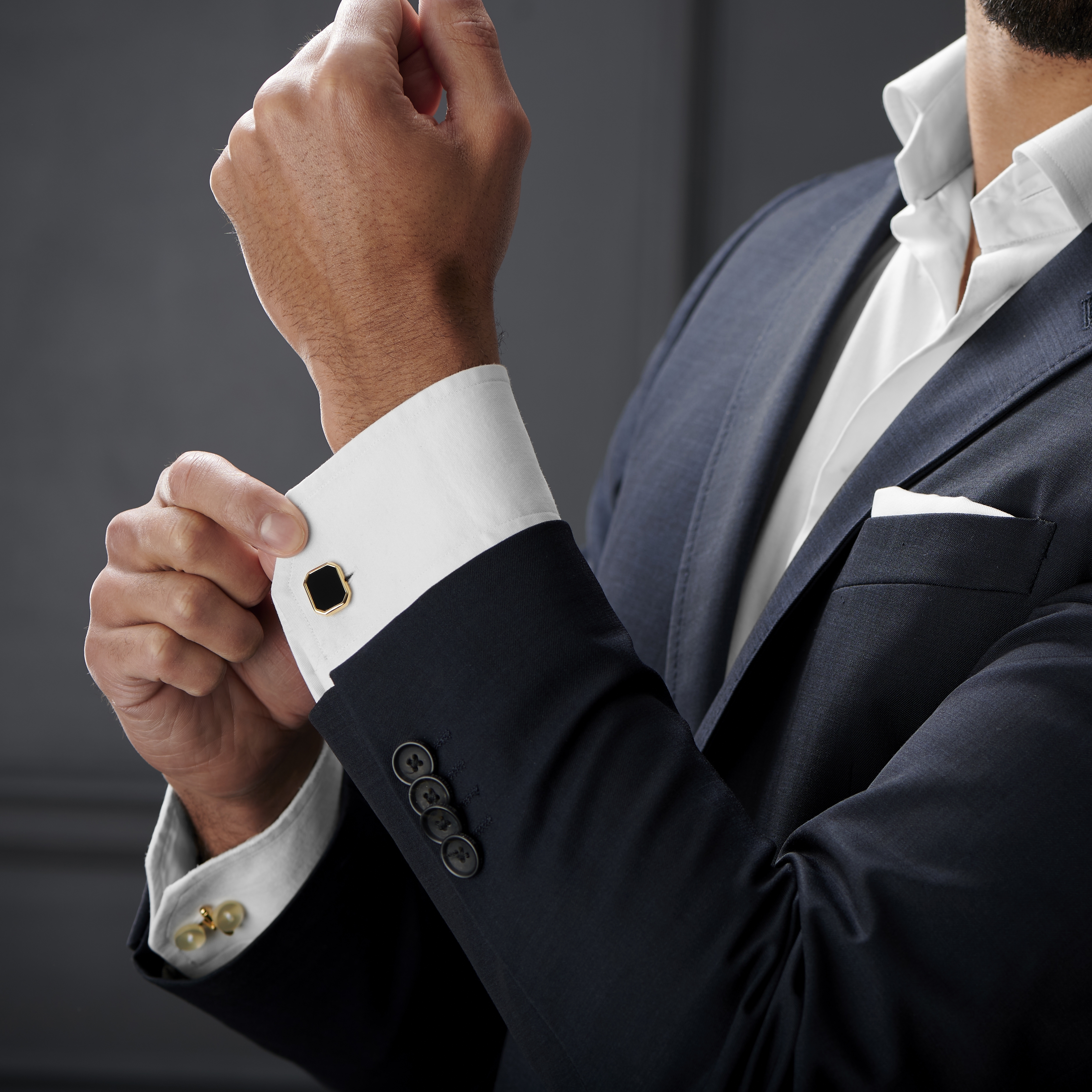 Gold-Tone & Black Stylish Cufflinks | In stock! | Warren Asher