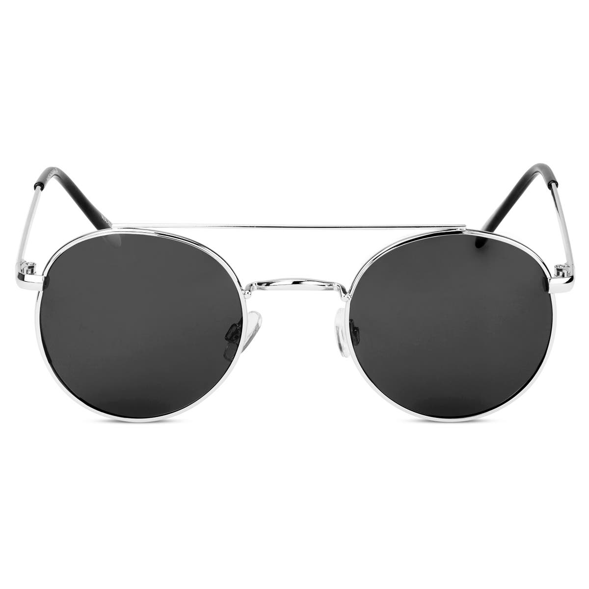 Ambit Silver Tone Round Aviator Sunglasses In Stock Waykins