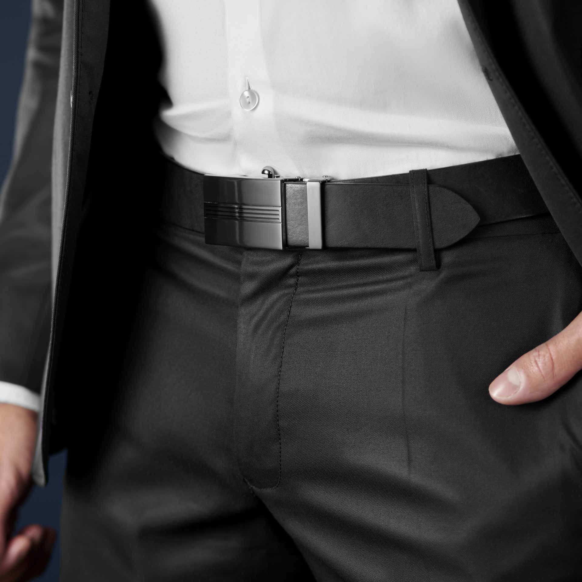 Black Leather Auto Lock Belt | BSWK | Free shipping