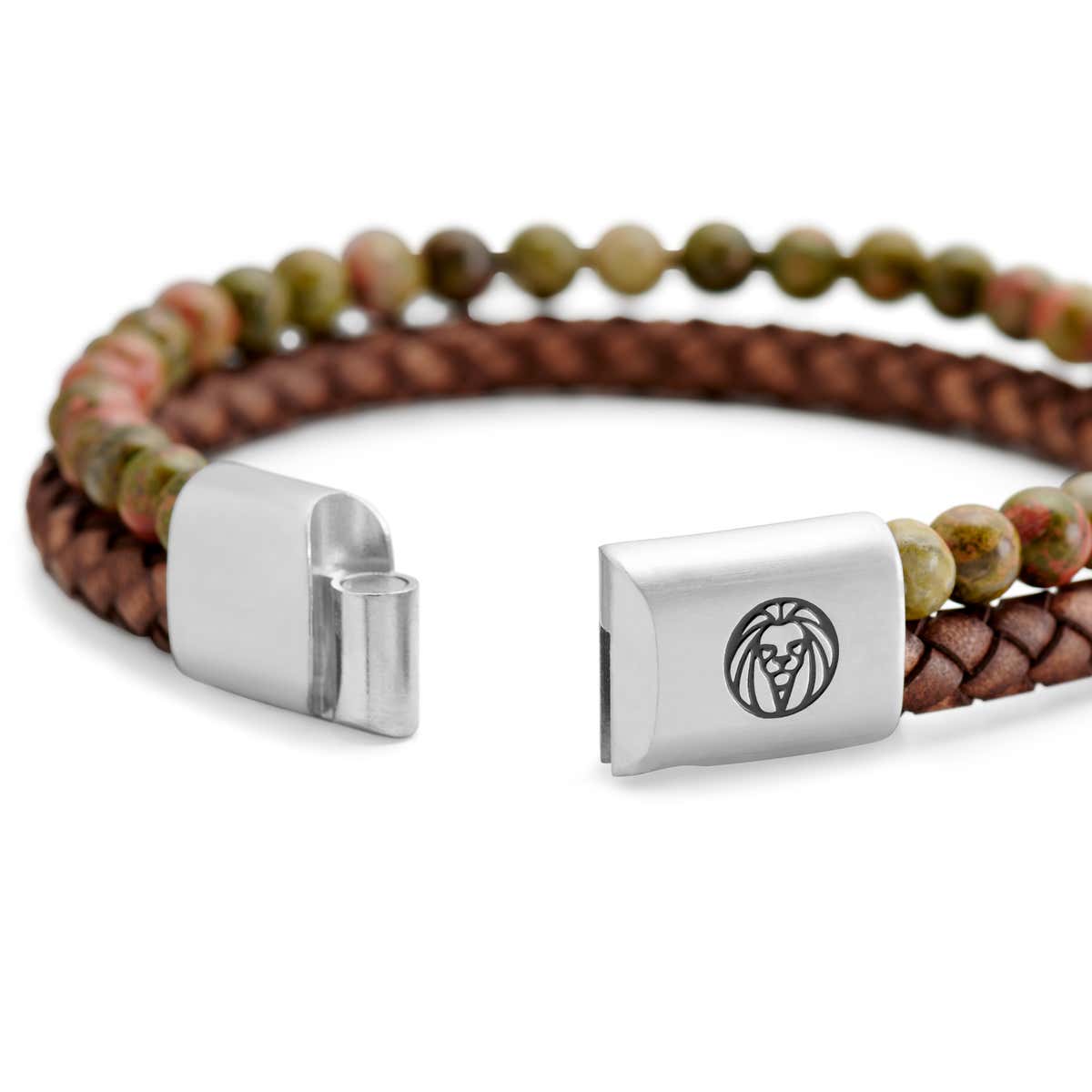 Icon | Rusty Brown Leather & Unakite Double Bracelet | In stock! | Lucleon
