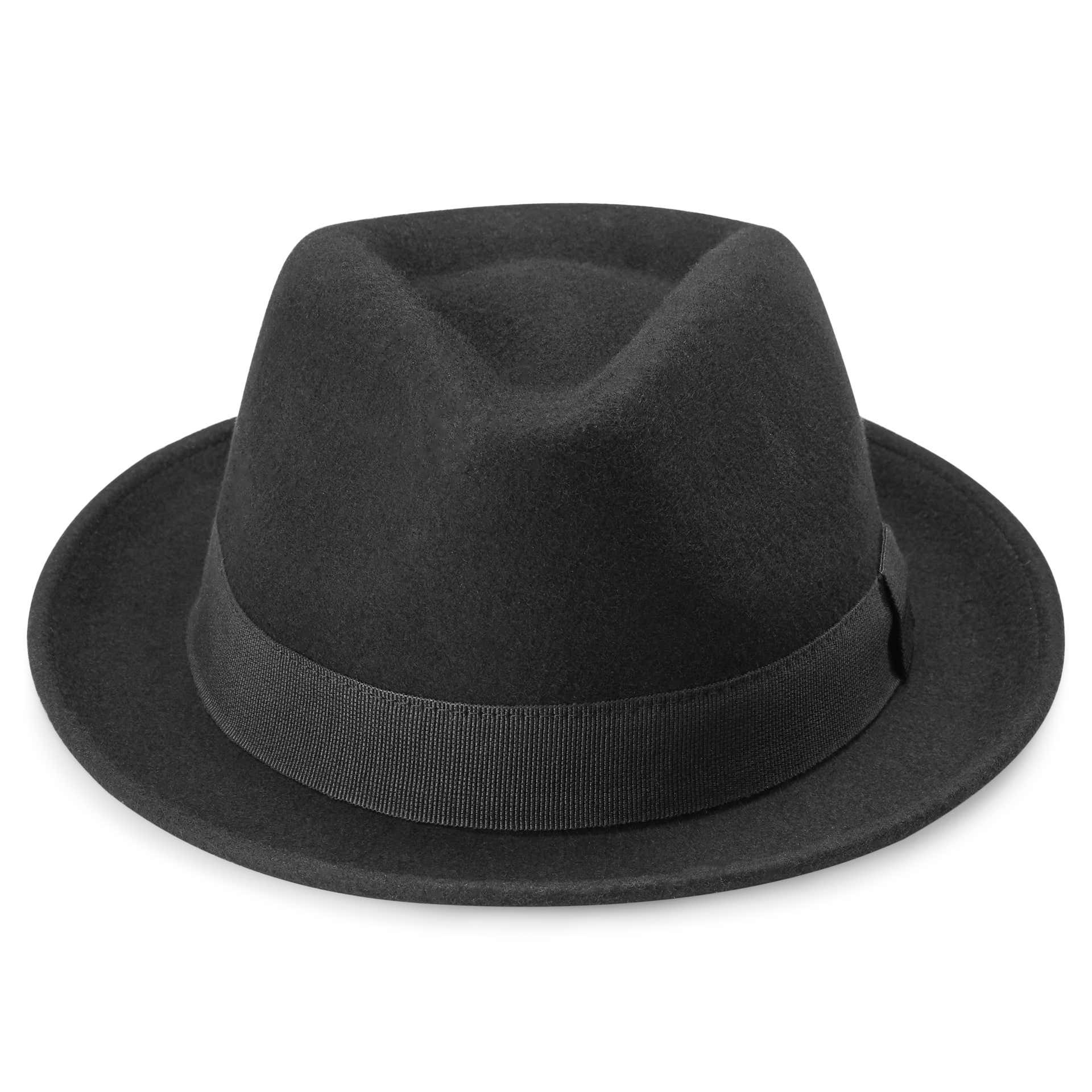 Moda | Black Wool Trilby Hat With Black Band | In stock! | Fawler