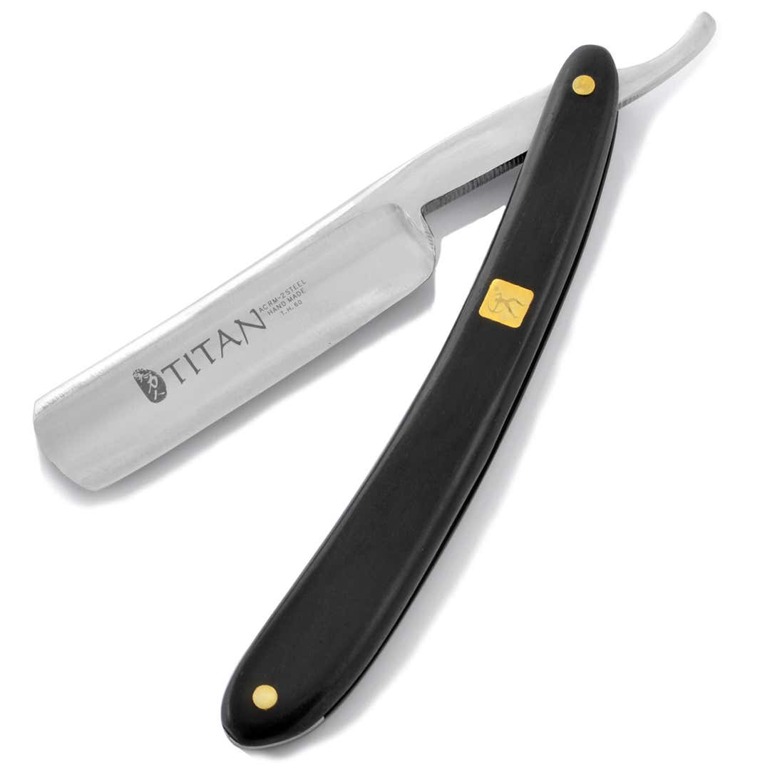 Mahogany & Gold-Tone Straight Razor 13/16" | In stock! | Titan