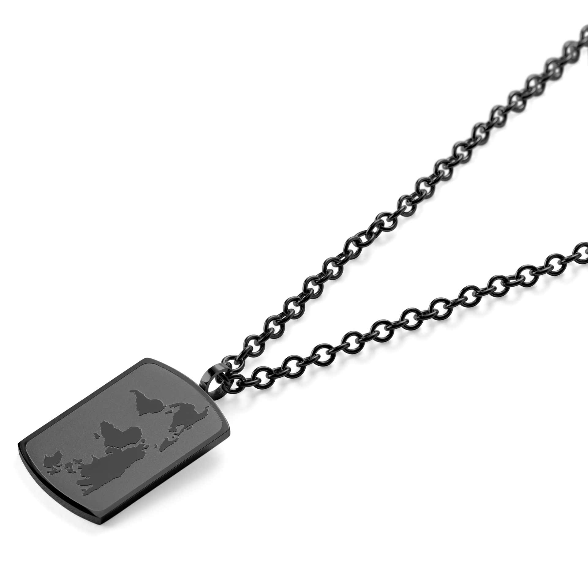 Black Stainless Steel World Map Cable Chain Necklace | In stock! | Lucleon