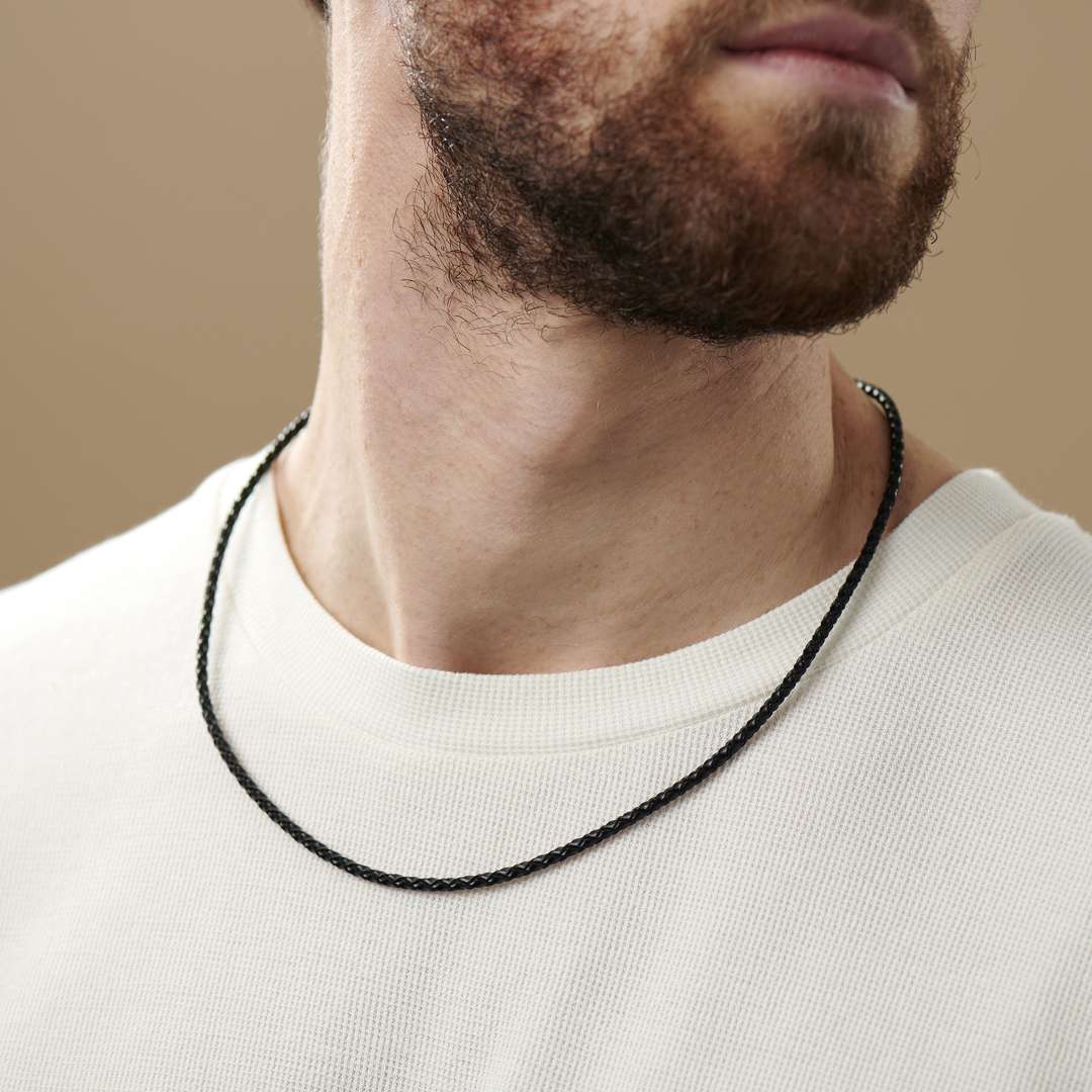 3mm Black Woven Leather Necklace | In stock! | Collin Rowe