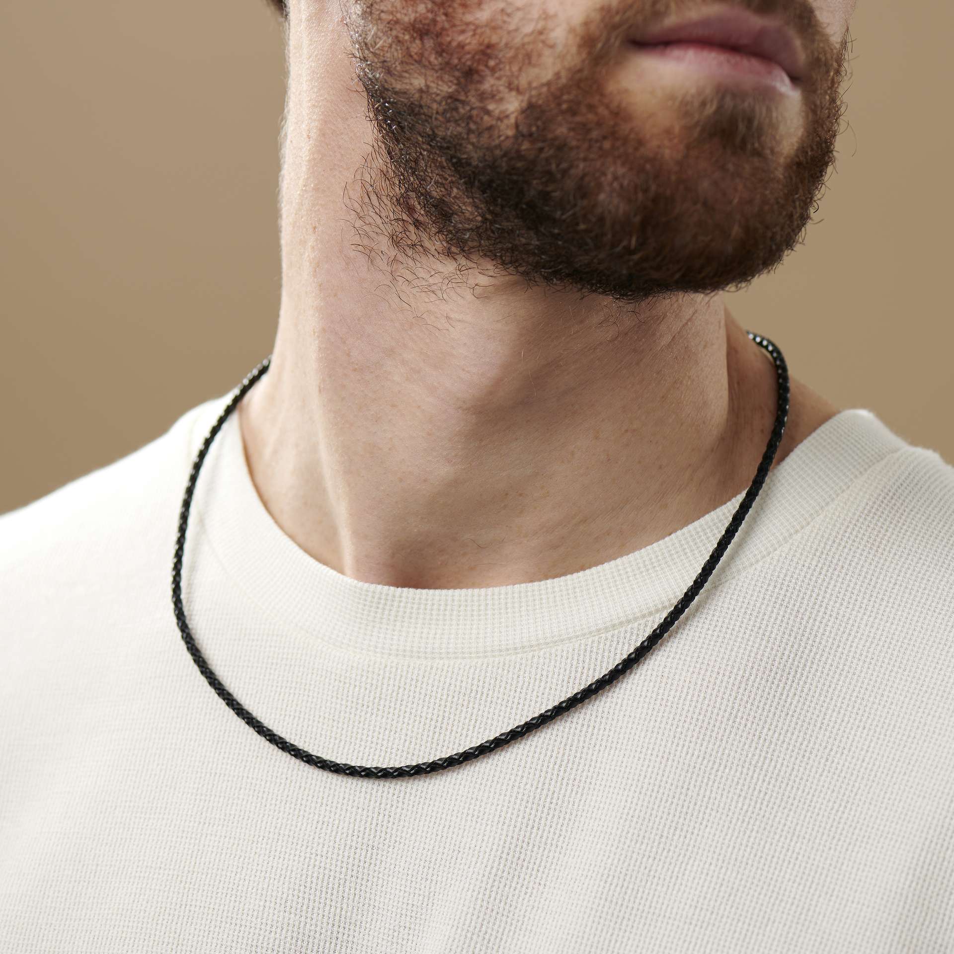 Collier en cuir noir tressé 3mm | En stock ! | Collin Rowe