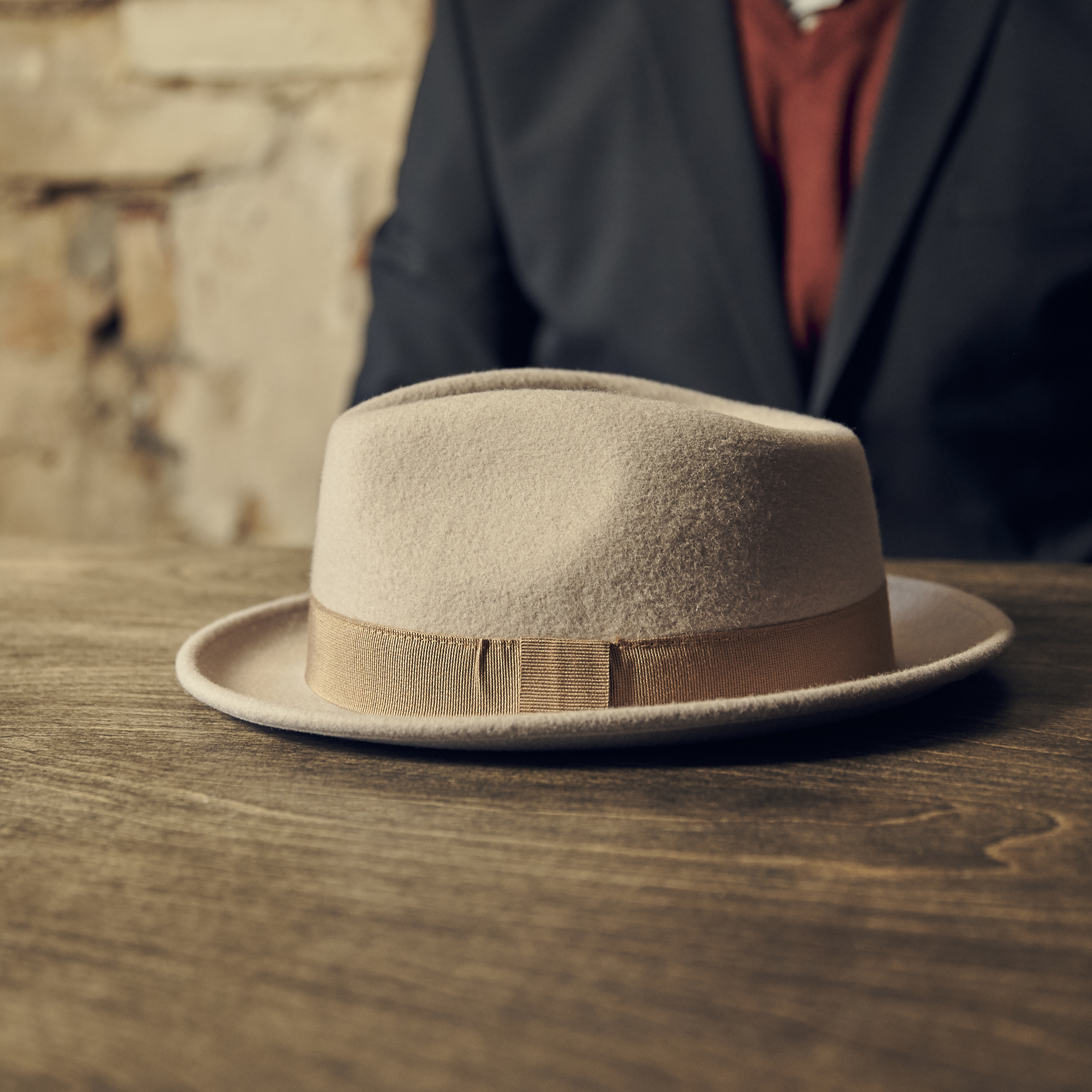 Moda | Light Beige Wool Trilby Hat With Beige Band | In stock! | Fawler