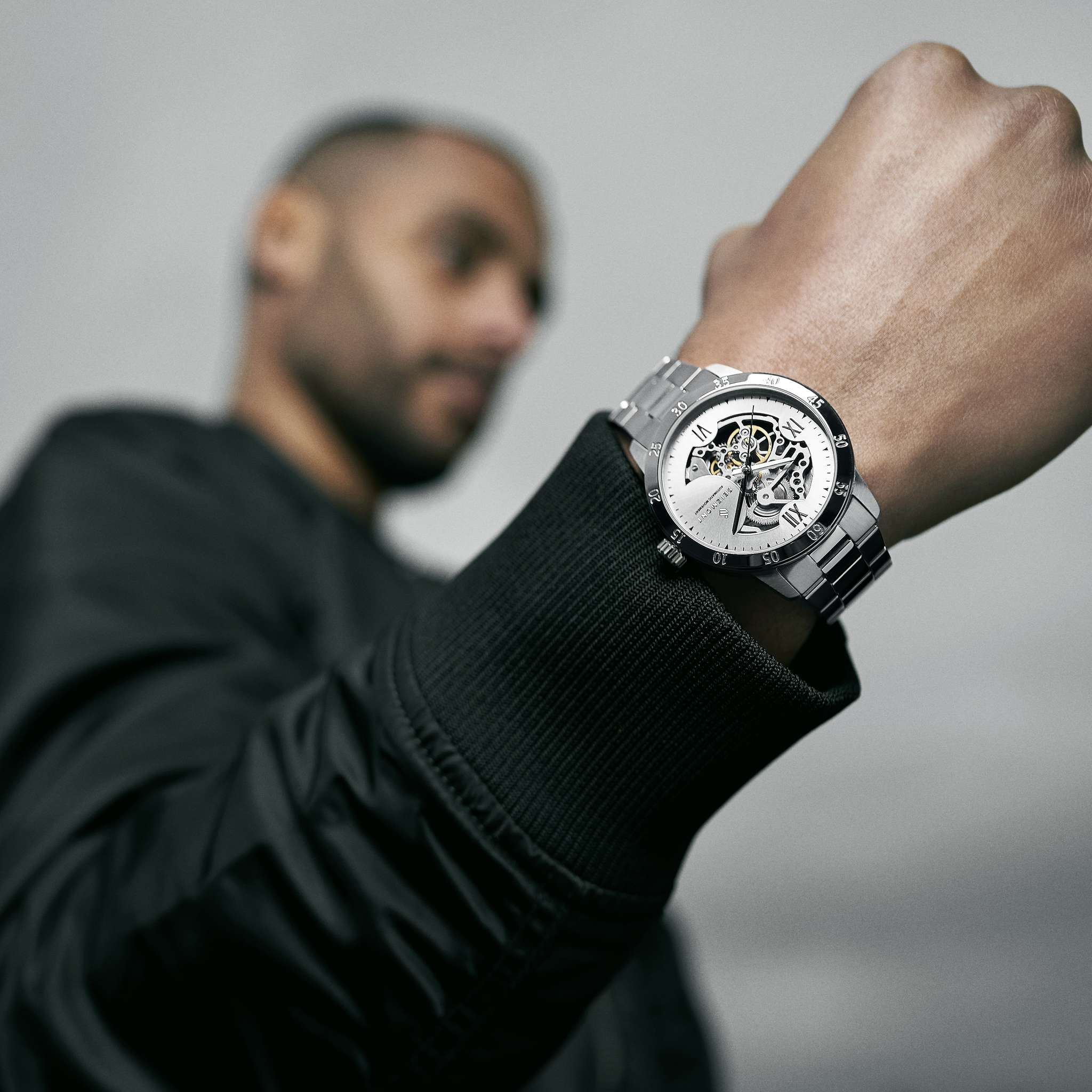 Dante II | Silver-Tone Stainless Steel Skeleton Watch With Silver-Tone ...