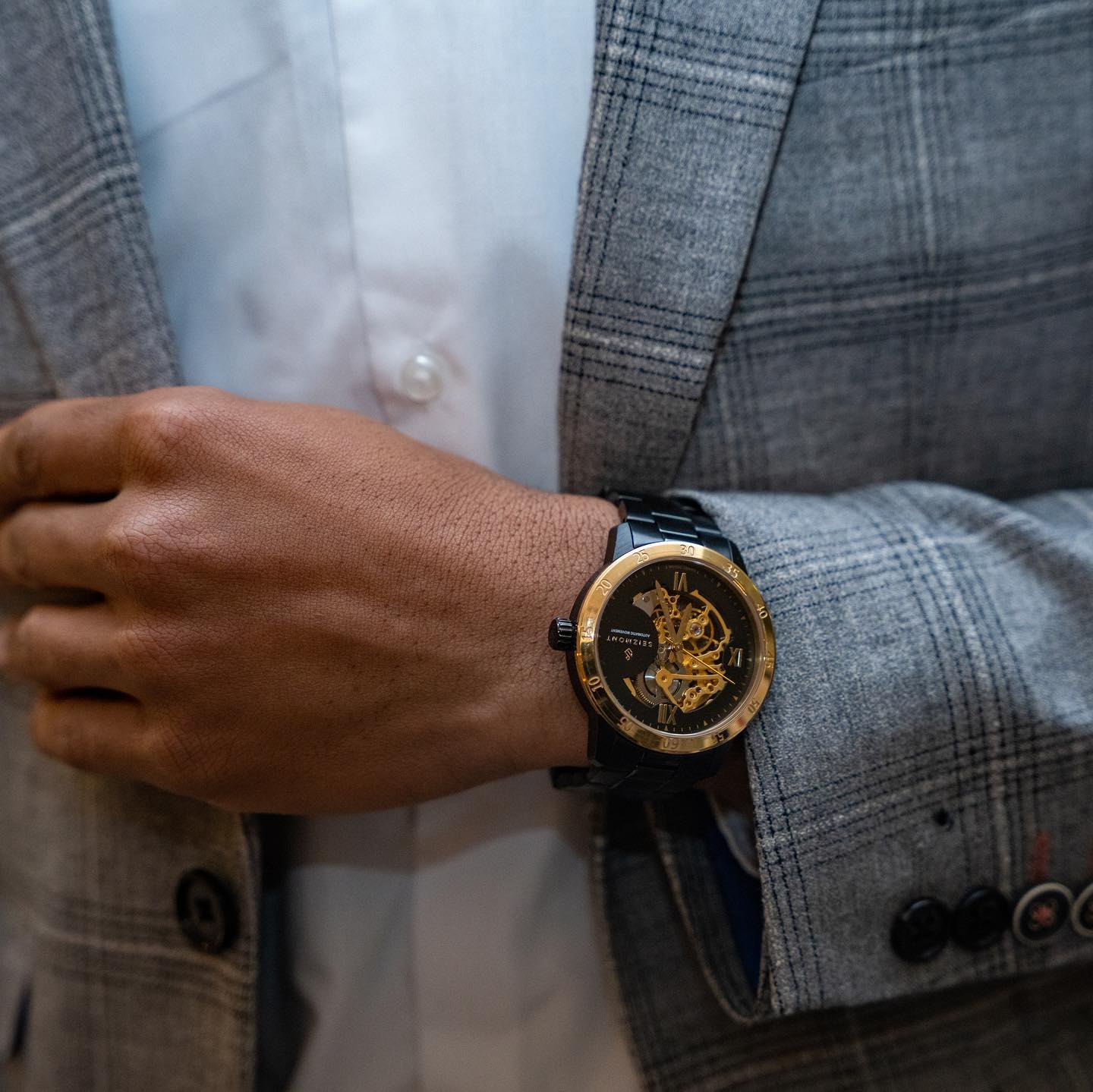 Dante II | Black Skeleton Watch with Silver-tone Movement | In stock ...