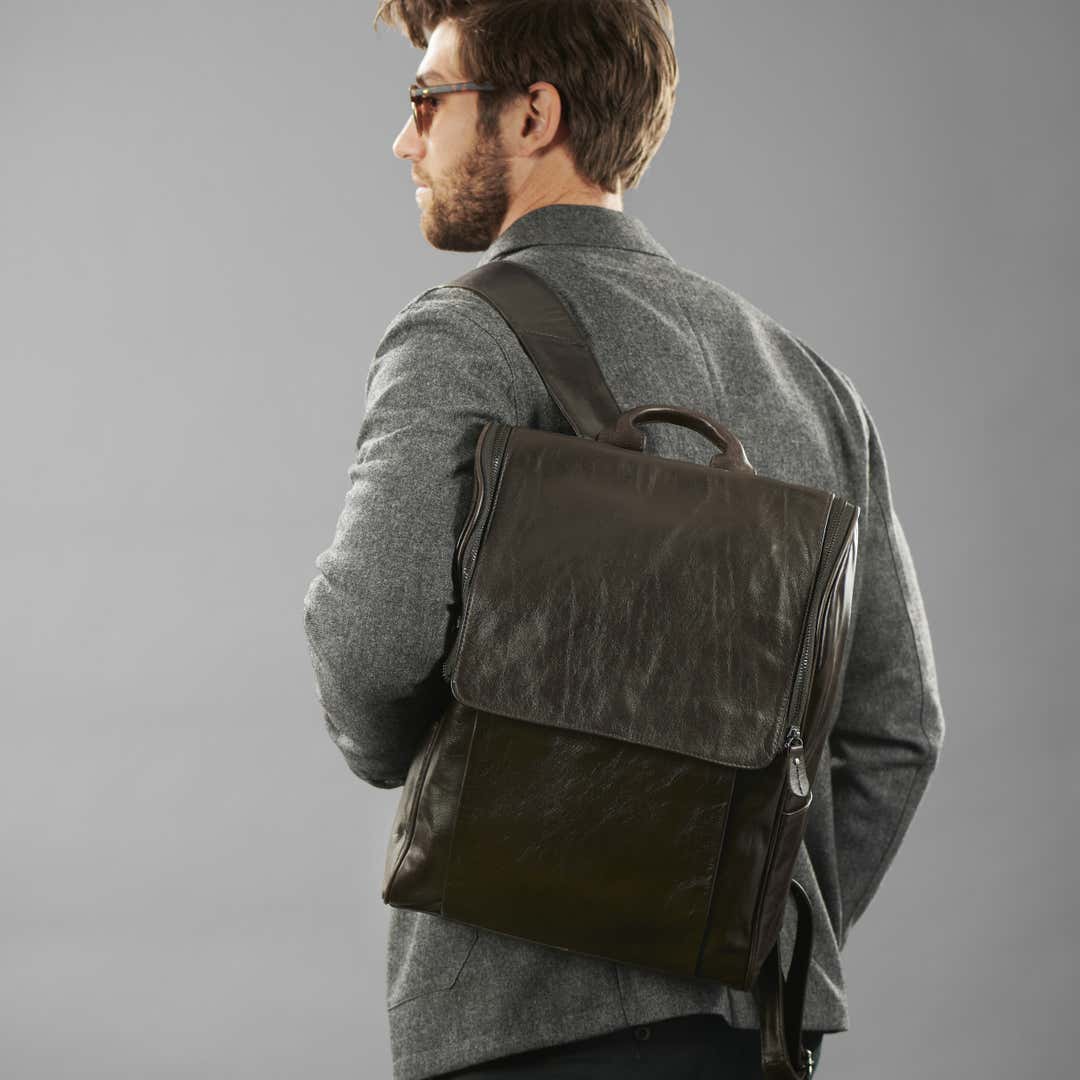 Grey Leather Backpack | Delton Bags | Free shipping