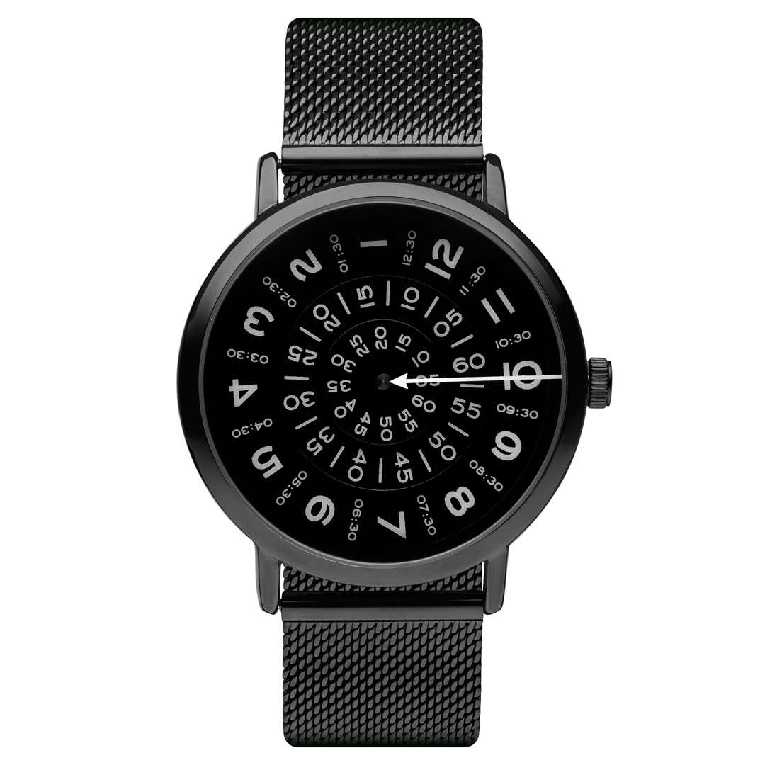 Ambitio | Black Watch With Black Rotating Dial & Stainless Steel Mesh ...