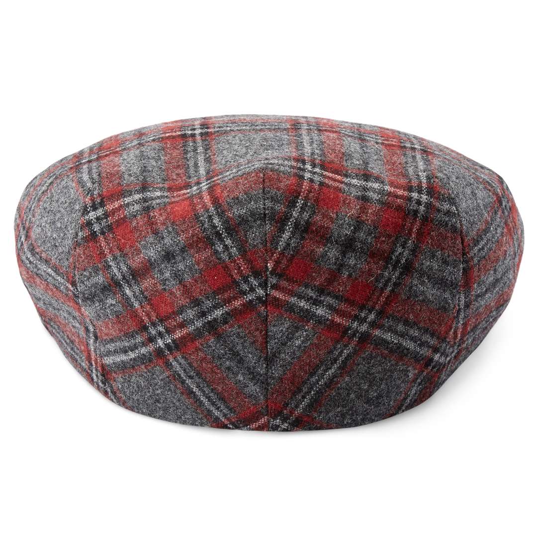 Fido | Camouflage Gray, Cherry Red, Black & White Plaid Flat Cap | In ...