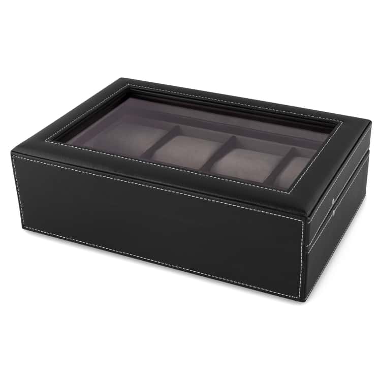 Black Display Wooden Watch Box - 8 Watches | In stock! | Warren Asher