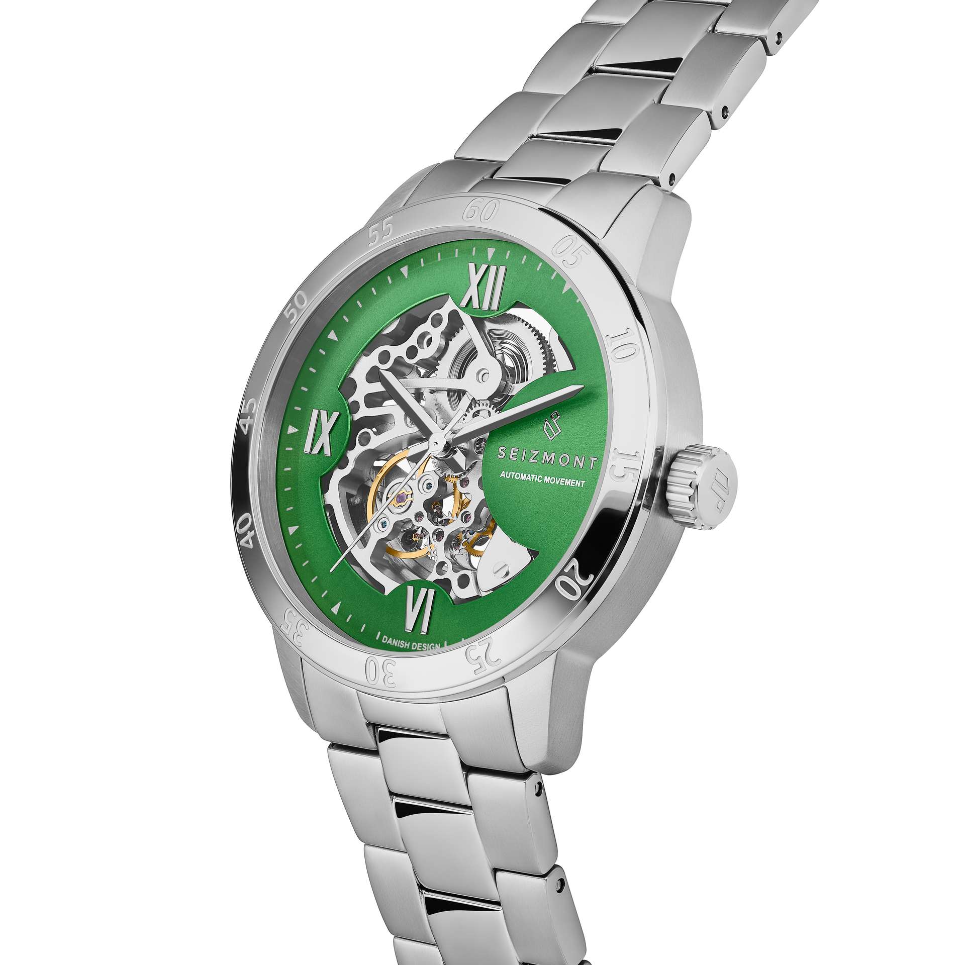 Dante II | Silver-tone Skeleton Watch with Green Dial | In stock ...