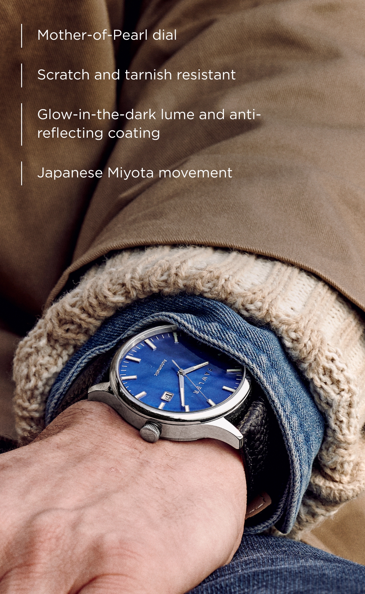 Timon | Green Mother-of-Pearl Automatic Watch | In stock! | Fawler