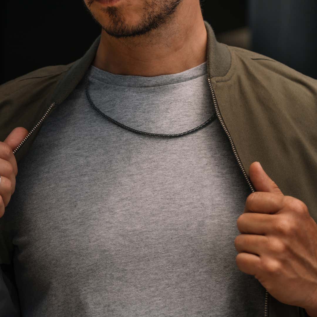 3mm Black Woven Leather Necklace | In stock! | Collin Rowe