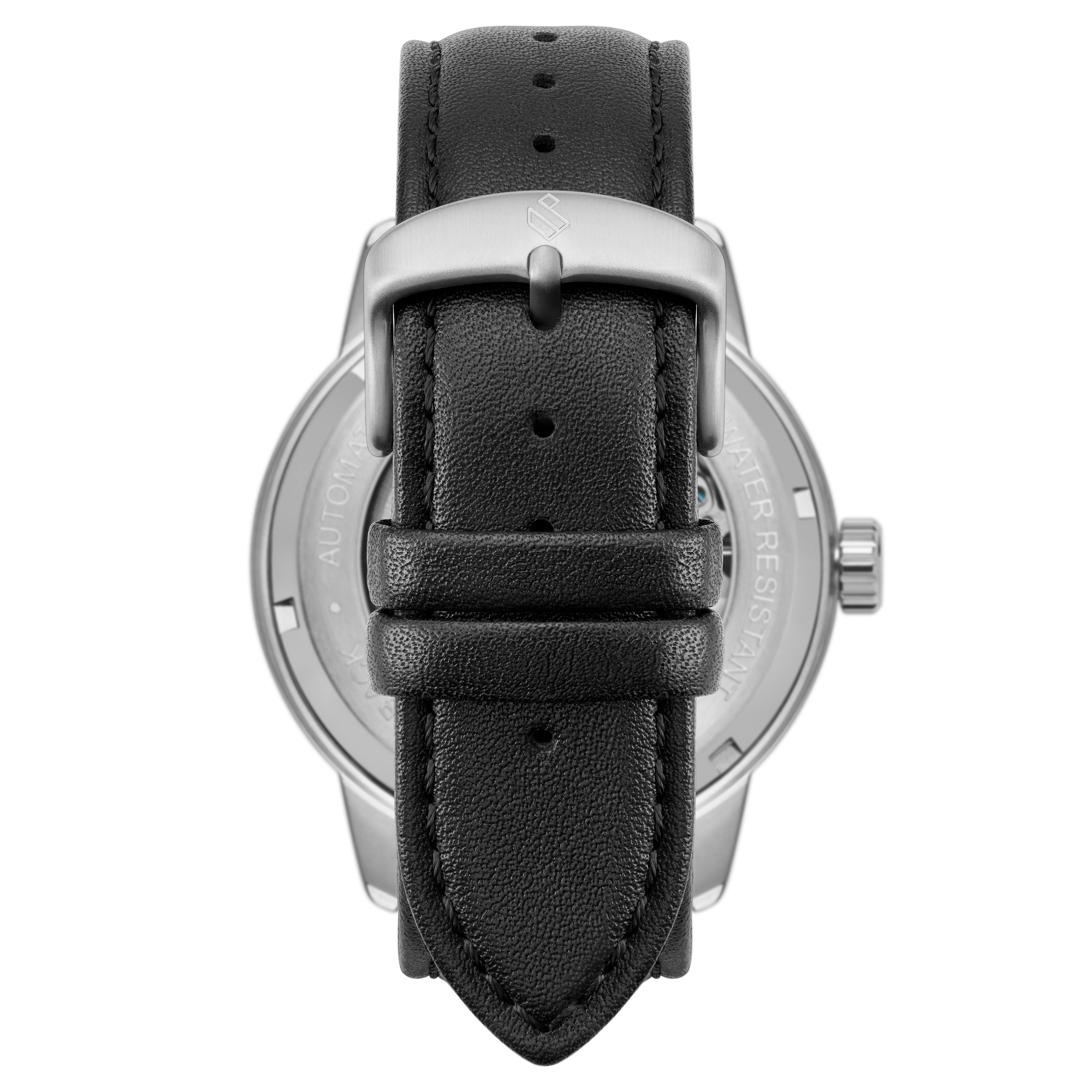 Dante II | Silver-tone and Black Stainless Steel Skeleton Watch with ...