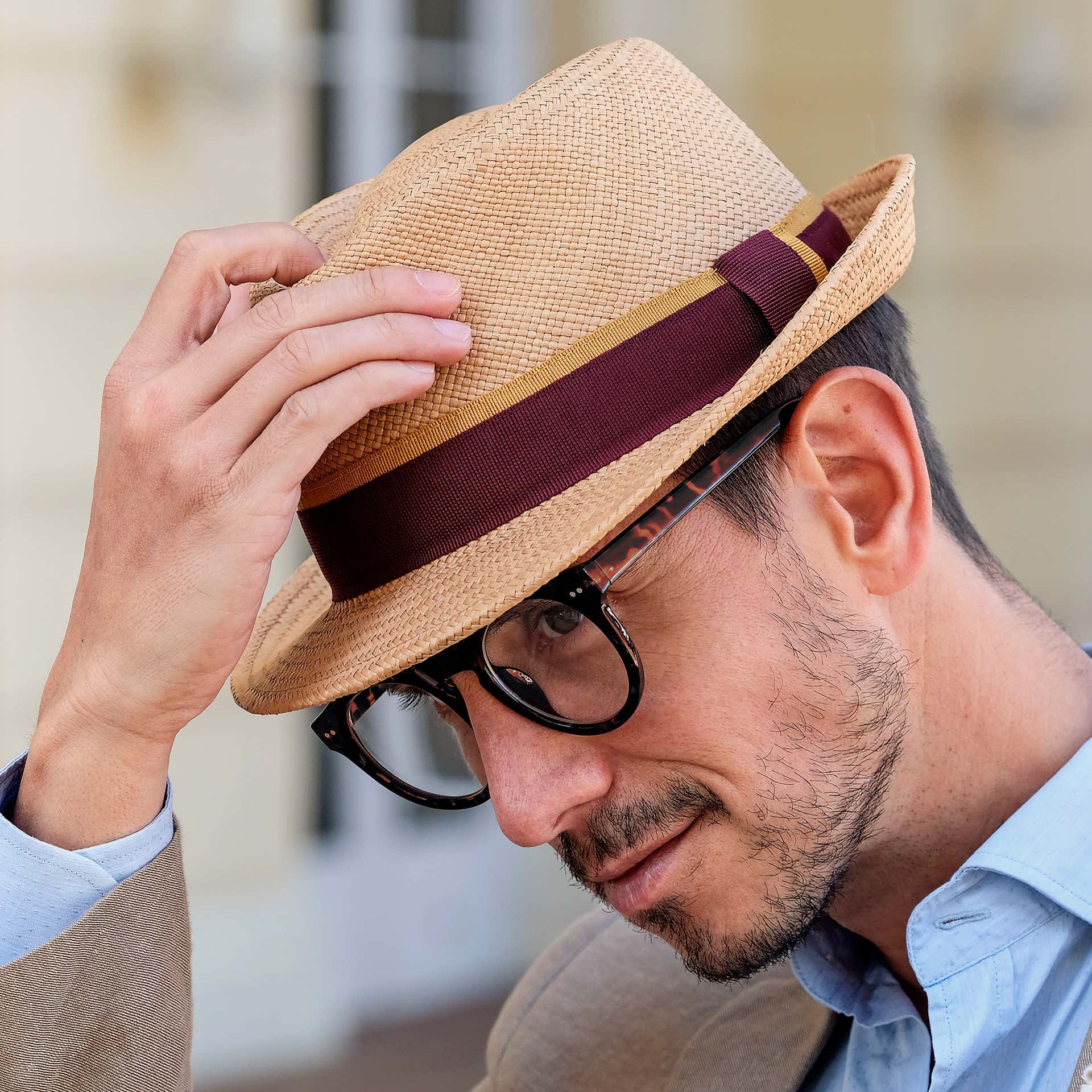Light Stone Ecuadorian Straw Panama Hat with Gulf Red Band | In stock ...