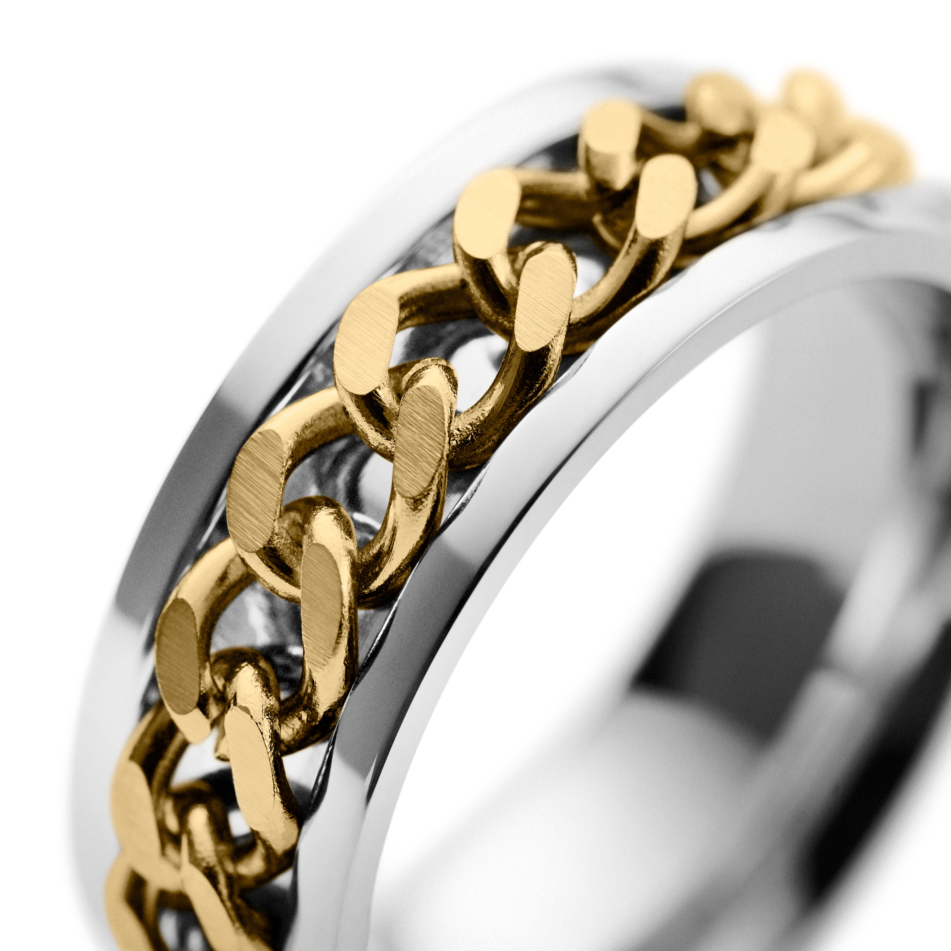 Sentio | Silver- and Gold-Tone Stainless Steel Curb Chain Ring | In ...