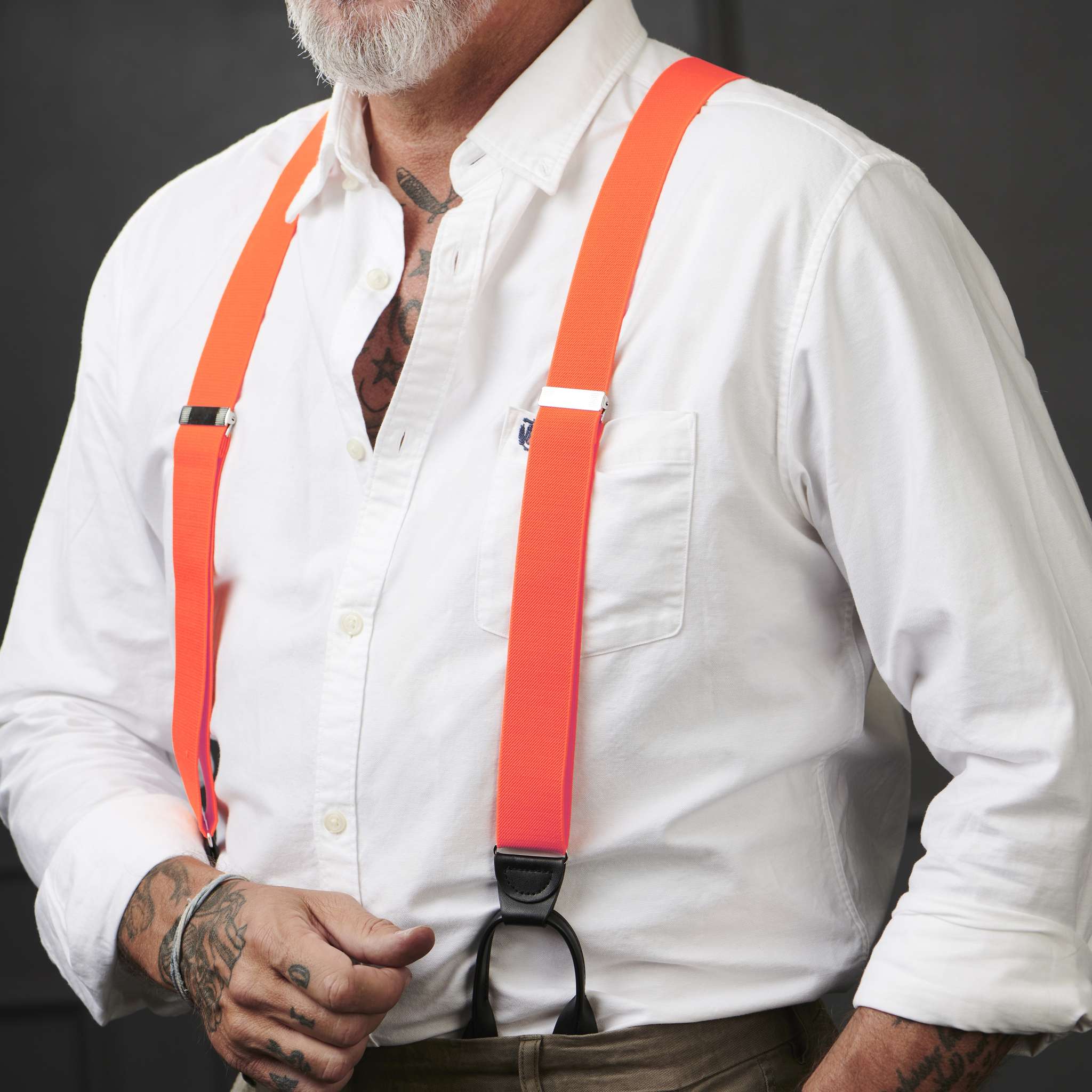Wide Orange Split Button Braces | In stock! | Trendhim