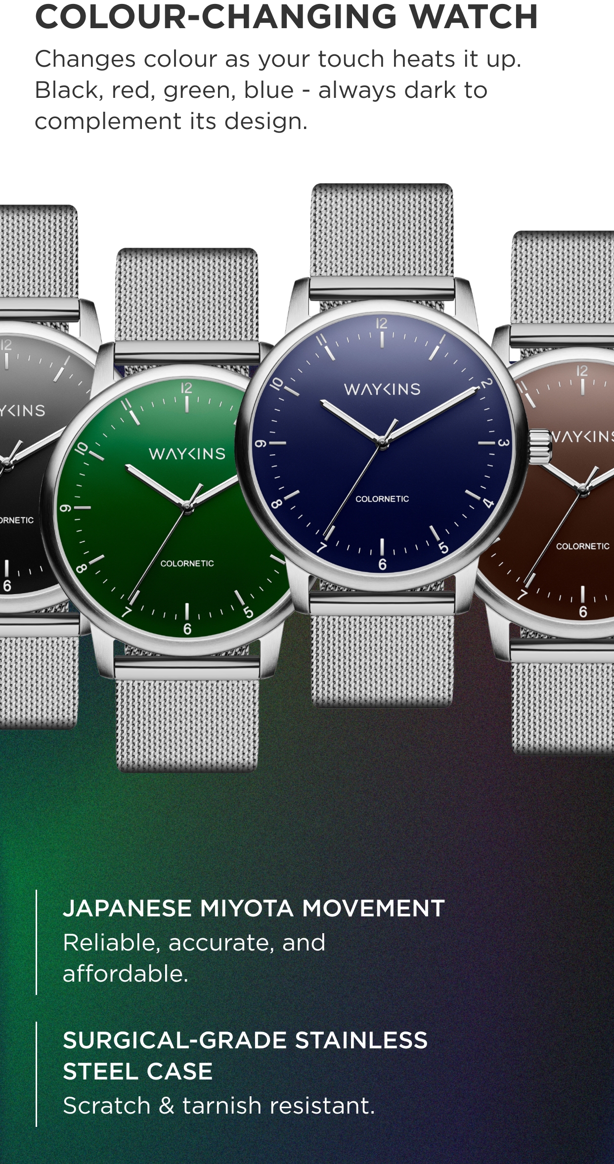 Colornetic | Steel Colour-changing Watch | In stock! | Waykins