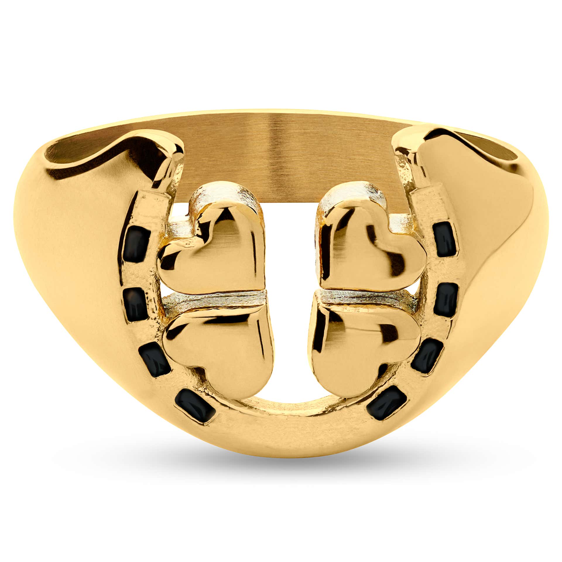 Ace | Arany tónusú négylevelű lóhere & lópatkó pecsétgyűrű | Készleten ...