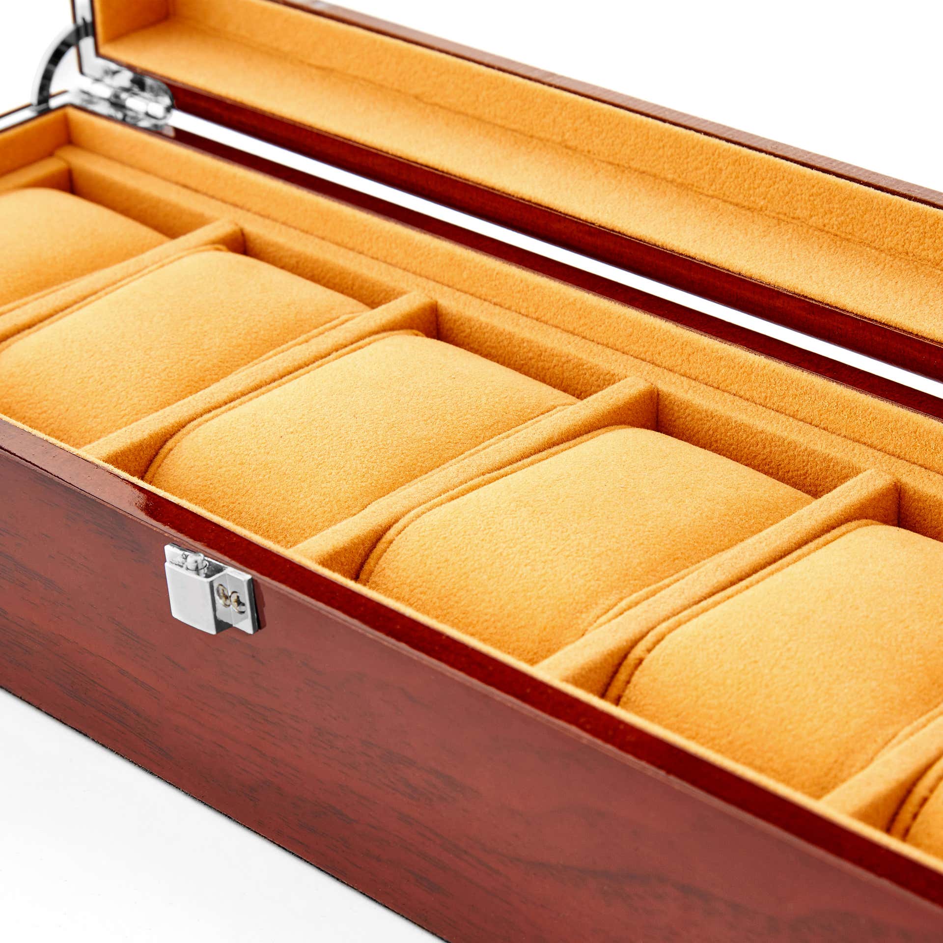 Luxury Red-Tone Wood Storage Case - 6 Watches | In stock! | Warren Asher