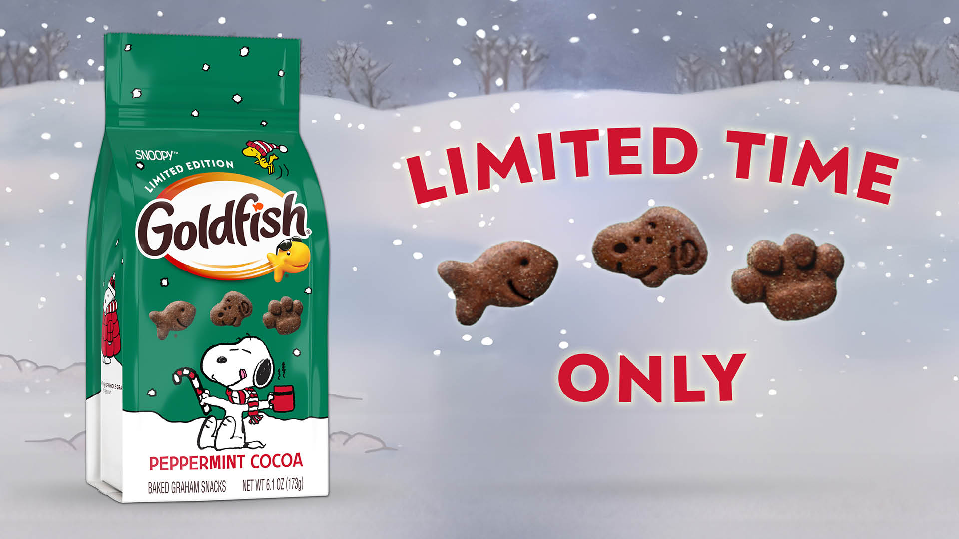 Goldfish, ‘Peanuts' ‘Snoopy Peppermint Cocoa Grahams’