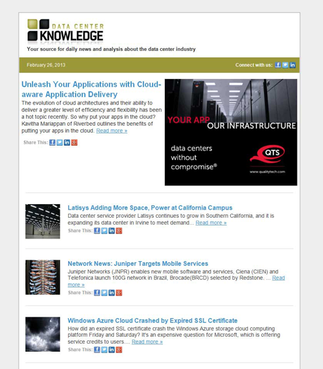 Data Center Knowledge Spiffs Up its Email Newsletter