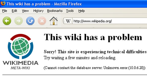 Brief Outage for Wikipedia