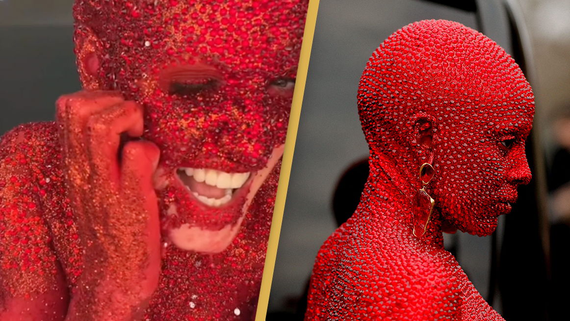Make-up artist spends 27 HOURS sticking 13,000 rhinestones to her body ...