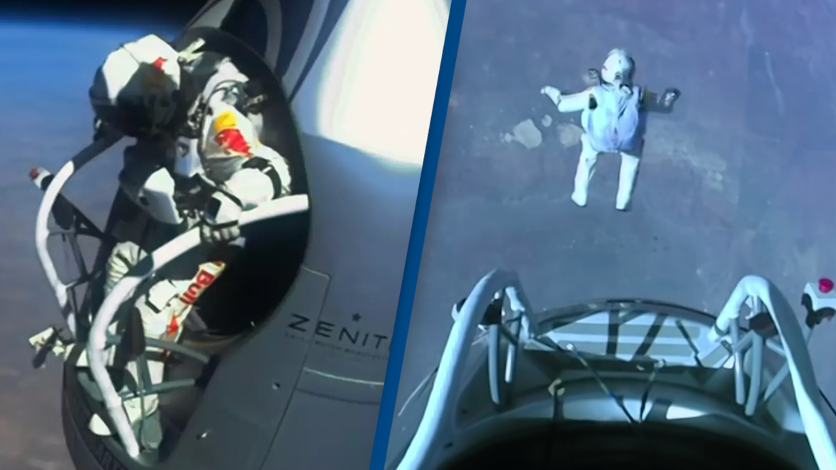 Astronaut Jumping From Space To Earth