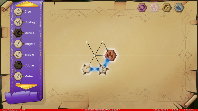 Creative process of a procedural spell crafting system