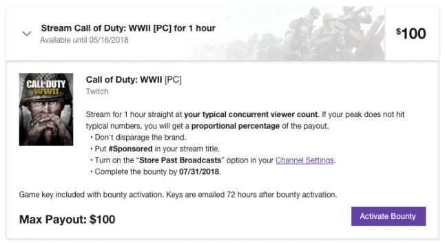 Twitch tries 'Bounty Board' approach to setting streamers up for spons