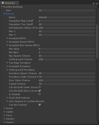 2D procedurally generated world building in Unity