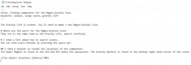 How and why to write low spoiler hints for adventure games.