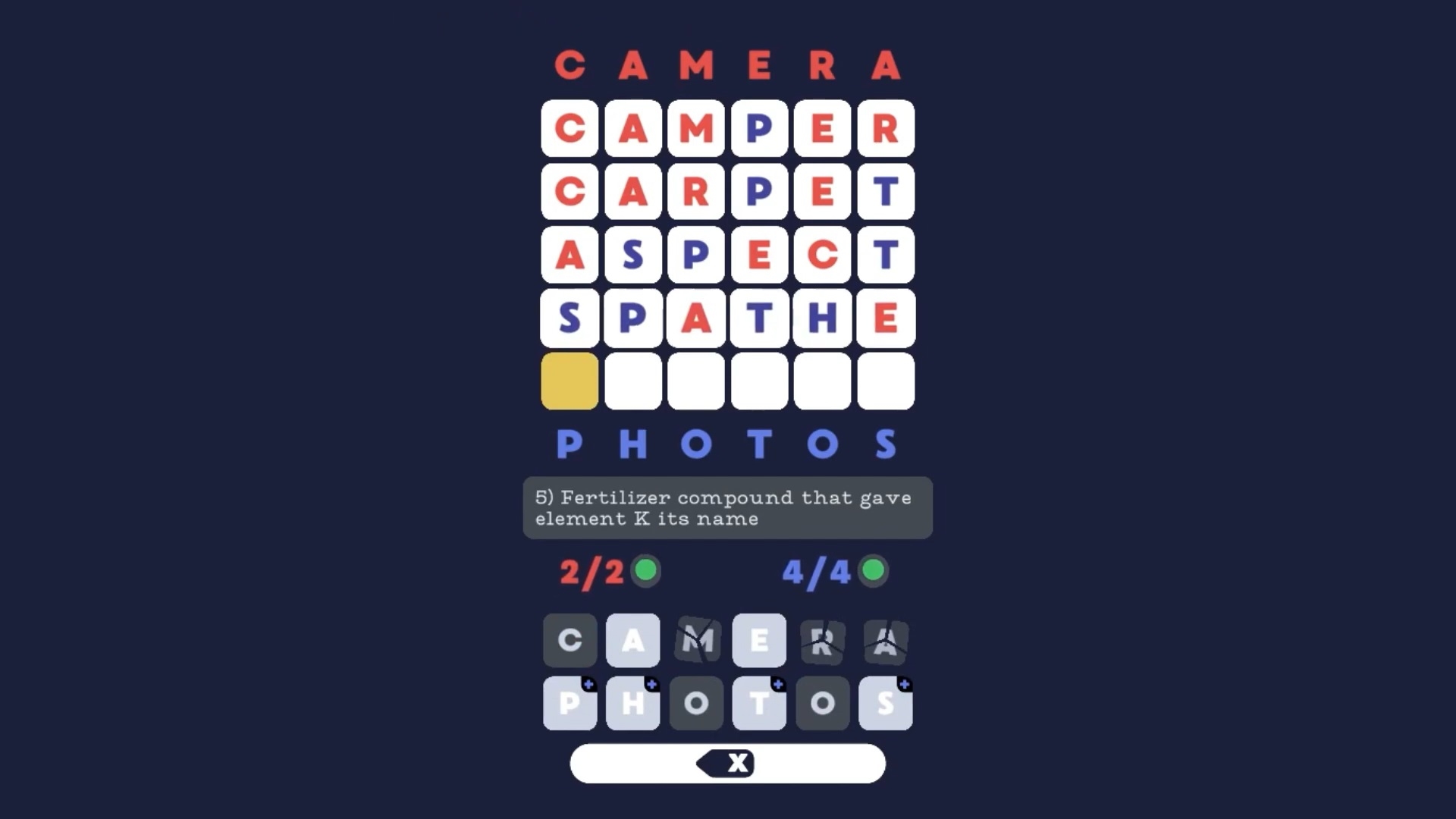 Connecting the words in puzzle game Letter Lattice