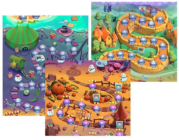 Bubble Witch 2 Saga: The most beautiful 3D render maps