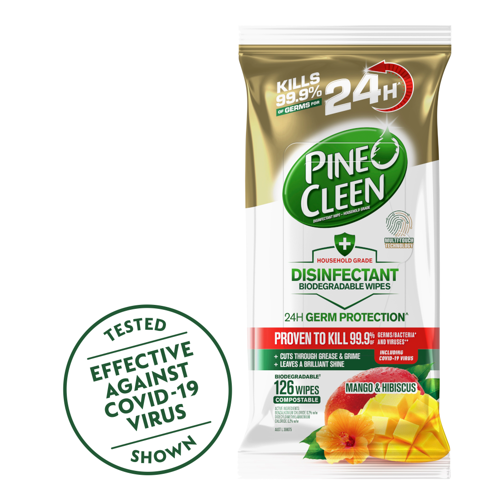 Disinfectant Wipes 24H Protection Mango 126s | Pine O Cleen AU