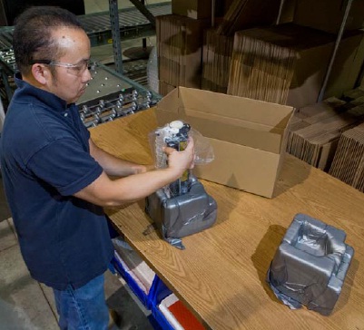 Molded foam cushions give printer parts a tailored fit