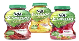 Beverage packaging: V8 V-Fusion launches green tea line in fruit-hued