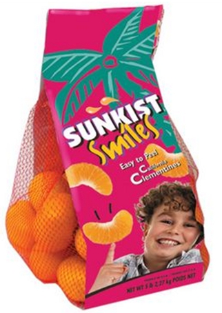 Colorful and fun, Sunkist Smiles graphics appeal to kids—and moms