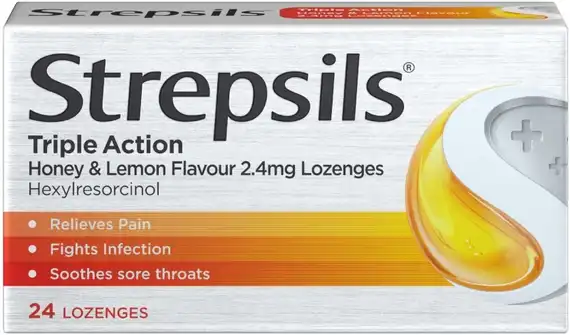 Strepsils Triple Action Honey & Lemon Lozenges - Throat Medicine ...