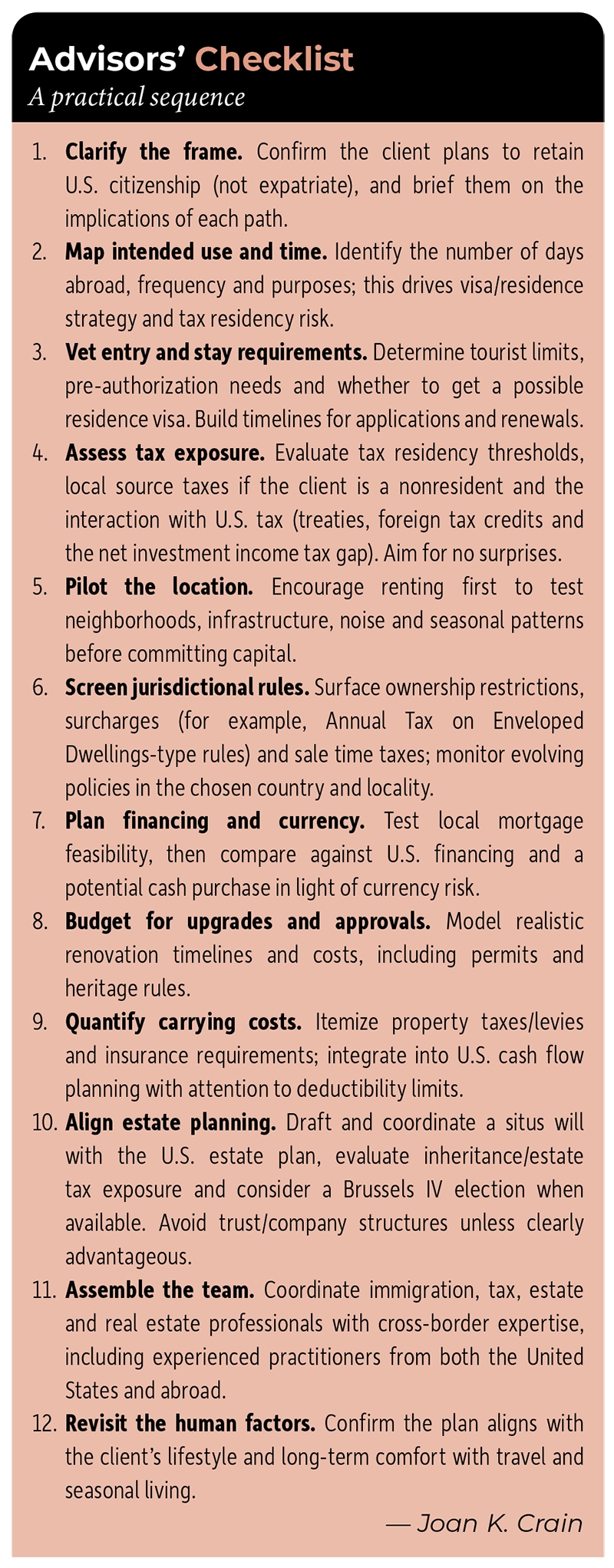 Planning for Clients Considering a Second Home Abroad