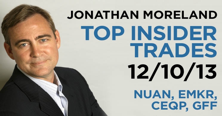 Top Insider Trades 12/10/13: NUAN, EMKR, CEQP, GFF