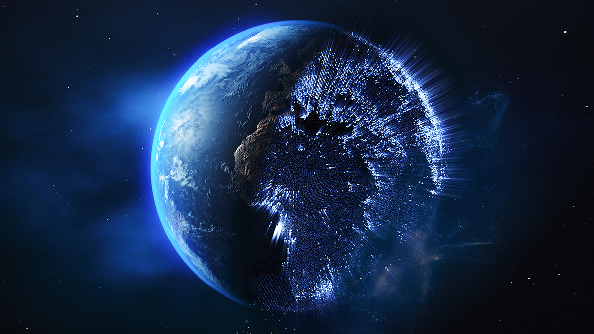 Astronaut Earth Blowing Up