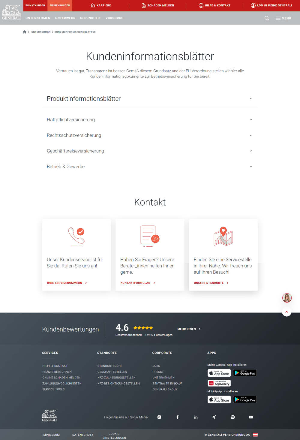 Kundeninformationsblätter für Unternehmen | Generali Österreich