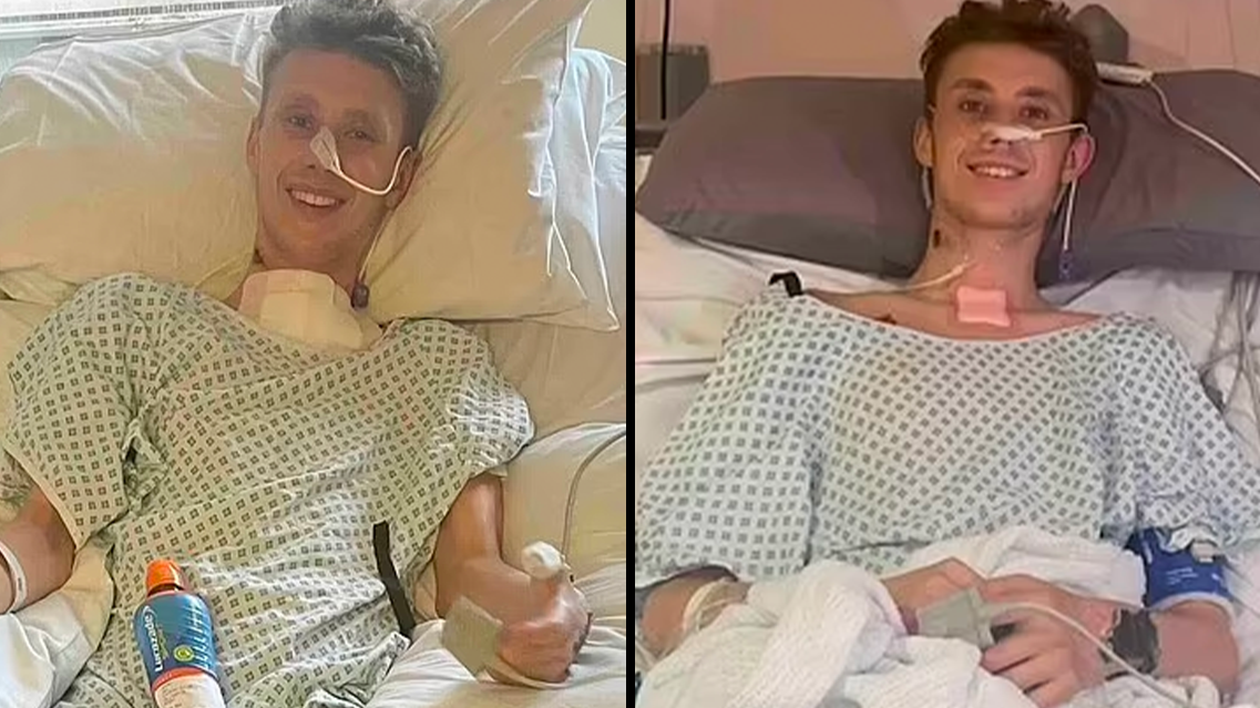 Lad, 21, has both legs amputated due to sepsis after falling ill with ...